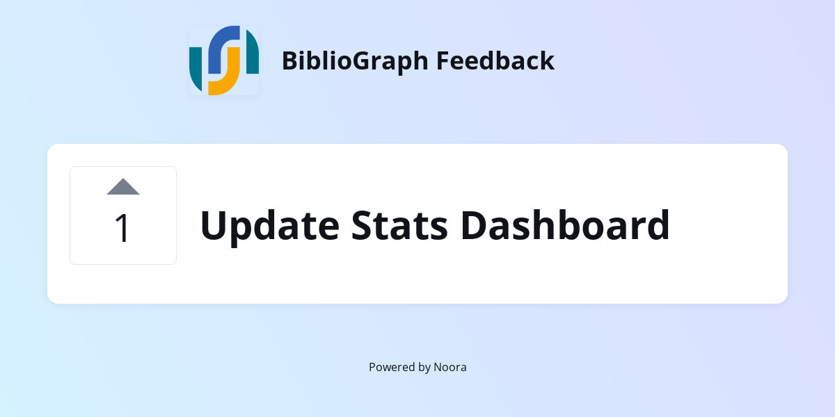 Update Stats Dashboard | Requests / Ideas | BiblioGraph